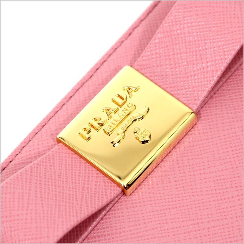PRADA プラダ ラウンドファスナー長財布 リボン ローズピンク PRADA プラダ ラウンドファスナー長財布 リボン ローズピンク