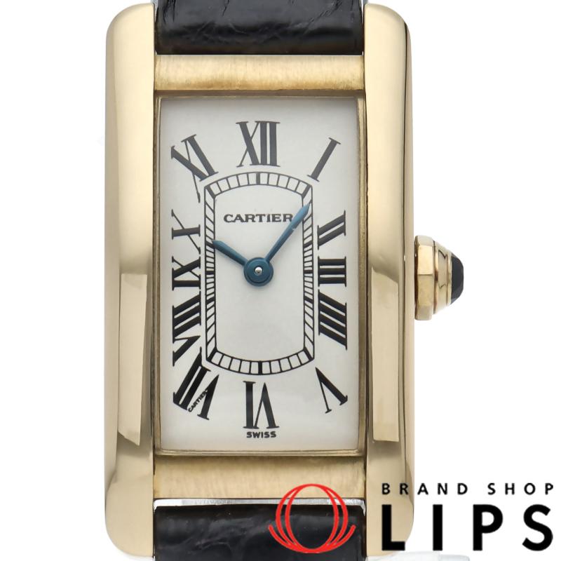 Cartier カルティエ タンクアメリカンSM ウォッチ W2601556 K18YG/革 レディース時計 シルバー 仕上げ済 美品 中古 ...