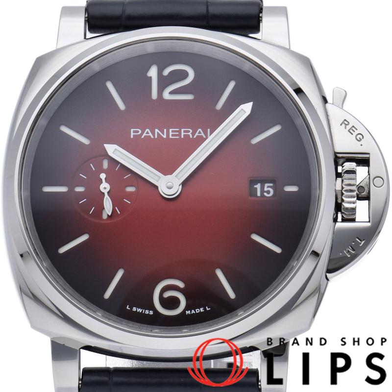 パネライ ルミノールドゥエ42mm バーガンディ PAM01424 箱 保証書 SS/革 メンズ時計 バーガンディ 美品 未使 ...