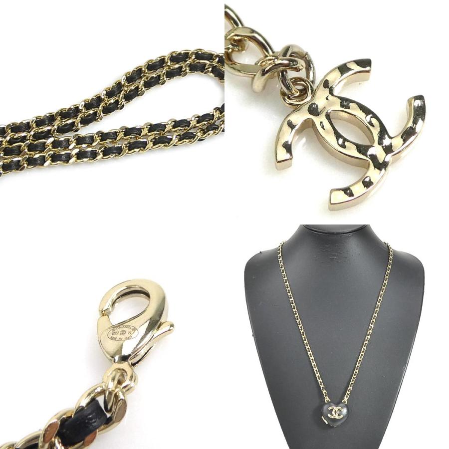 CHANEL シャネル ネックレス ハートロケット レザー/GP ブラック CHANEL シャネル ネックレス ハートロケット レザー/GP ブラック