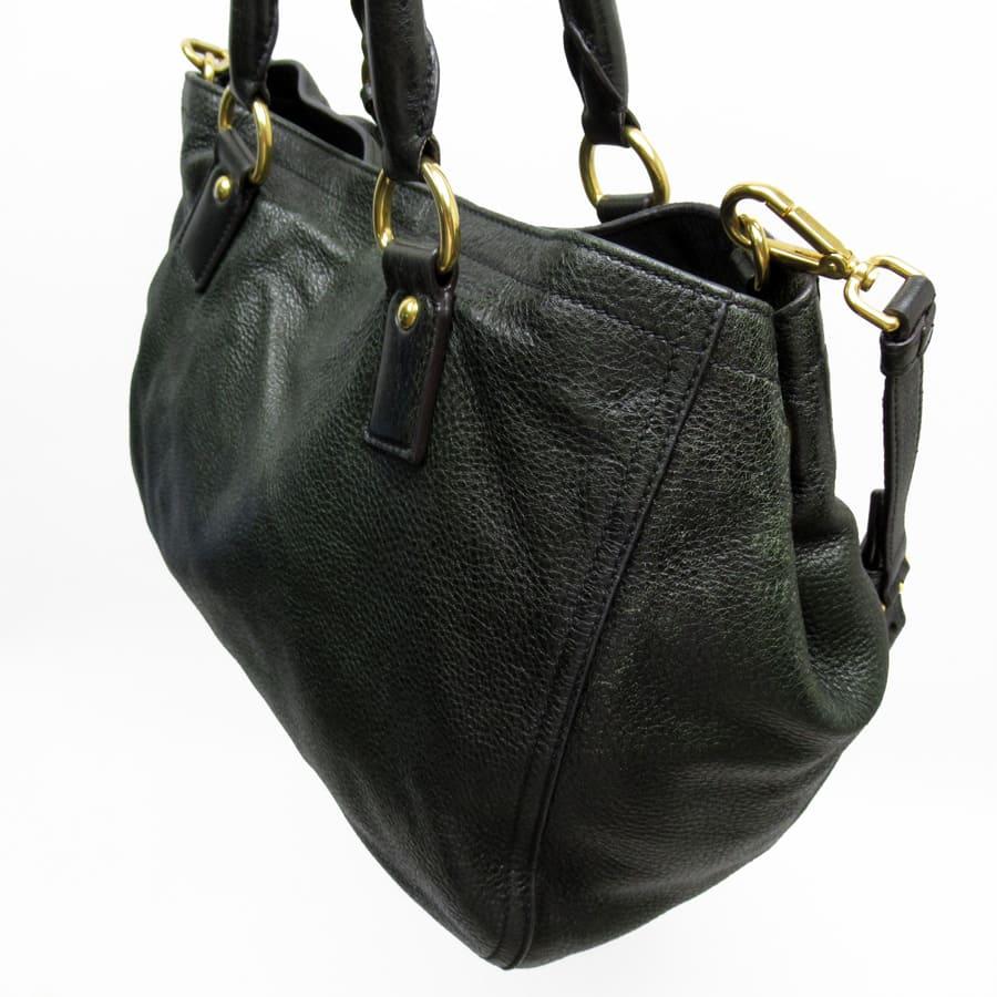 PRADA プラダ ハンドバッグ ショルダーバッグ 2Wayバッグ レザー ダークグリーン系xゴールド 定番人気 : ブランドバリュー - 通販 - Yahoo!ショッピング