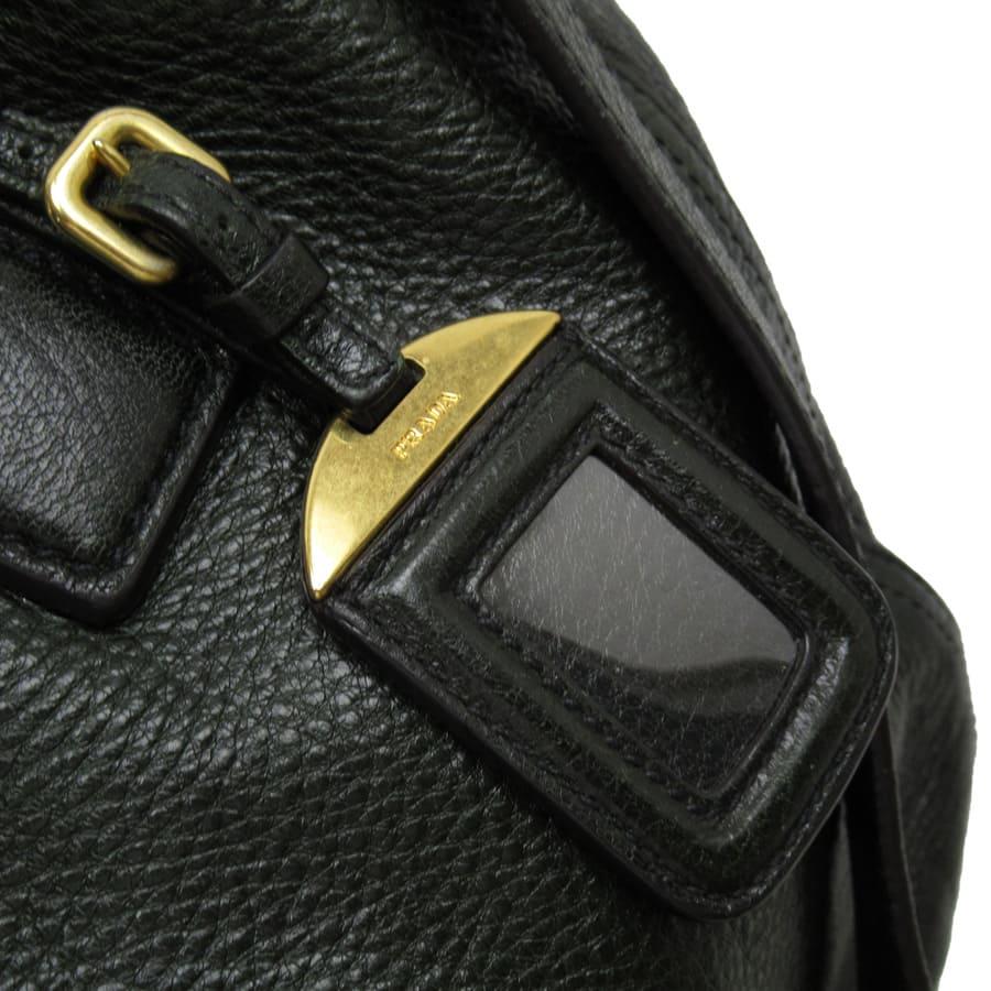 PRADA プラダ ハンドバッグ ショルダーバッグ 2Wayバッグ レザー ダークグリーン系xゴールド 定番人気 : ブランドバリュー - 通販 - Yahoo!ショッピング