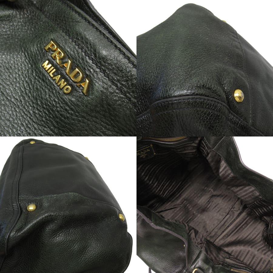 プラダ PRADA ハンドバッグ ショルダーバッグ 2Wayバッグ レザー ダークグリーン系xゴールド 定番人気 :g3340a:ブランドバリュー - 通販 - Yahoo!ショッピング