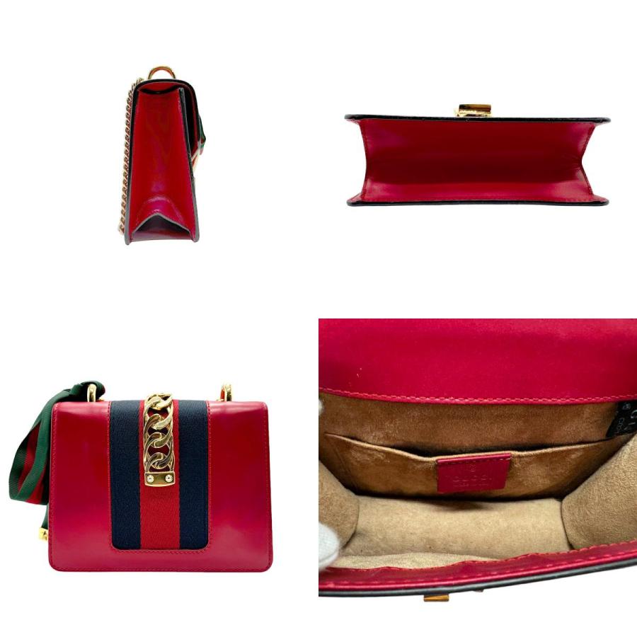 GUCCI グッチ ショルダーバッグ シルヴィ レザー レッド GUCCI グッチ ショルダーバッグ シルヴィ レザー レッド