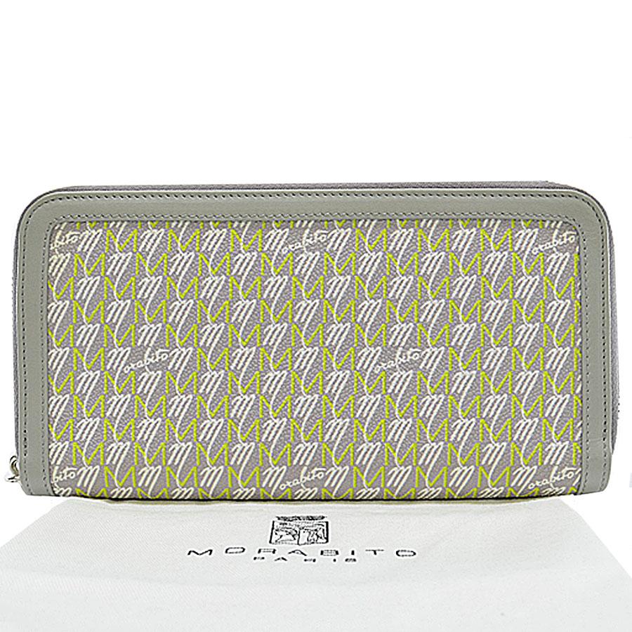 モラビト Morabito ラウンドファスナー長財布 オートグラフ PVC/レザー グレー×ホワイト×イエロー : ブランドバリュー - 通販 ...