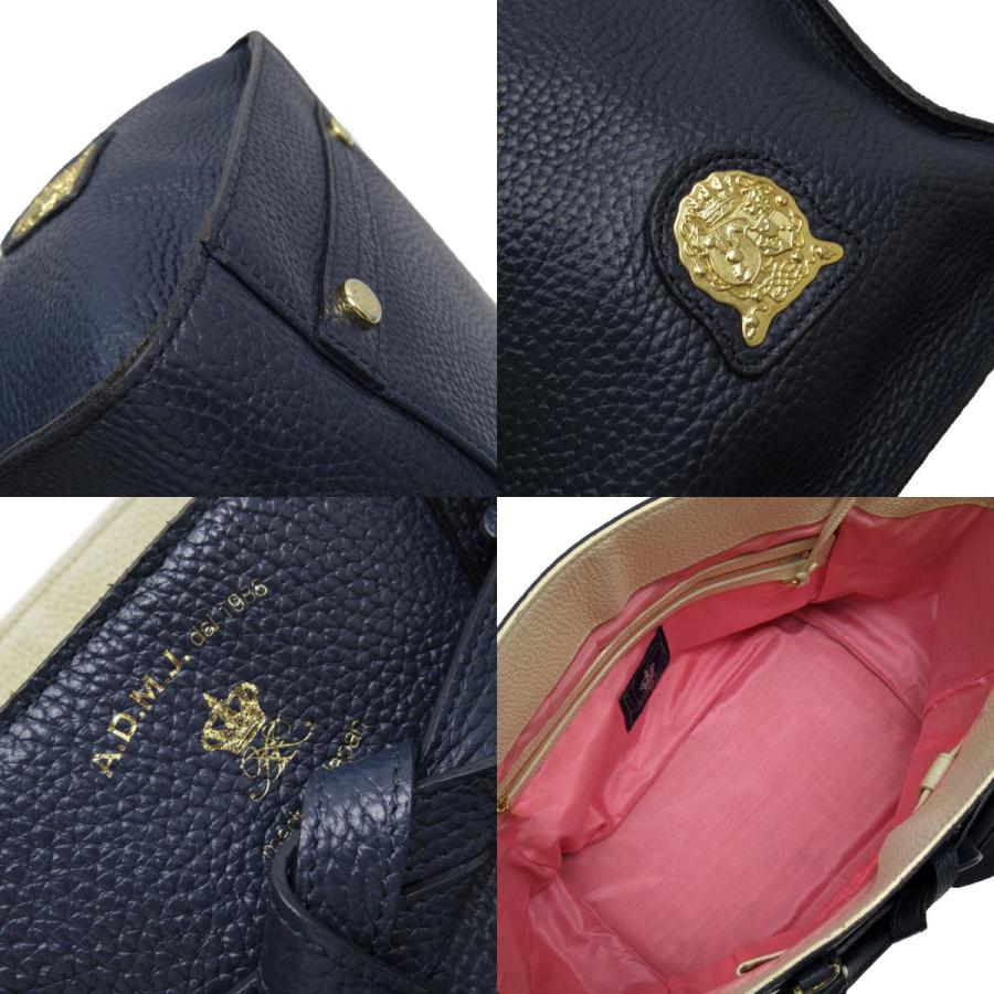 A.D.M.J エーディーエムジェイ ADMJ ハンドバッグ ショルダーバッグ レザー ネイビー : ブランドバリュー - 通販 - Yahoo!ショッピング