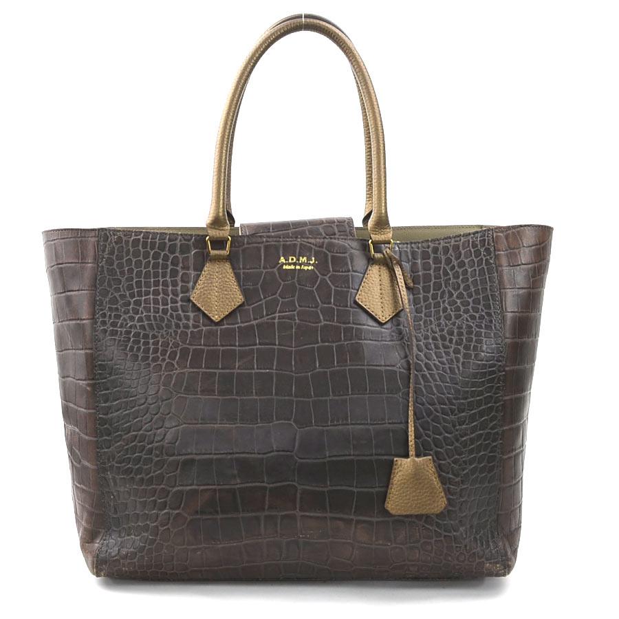 エーディーエムジェイ ADMJ ハンドバッグ 型押しレザー ブラウン : t19586a : ブランドバリュー - 通販 - Yahoo!ショッピング