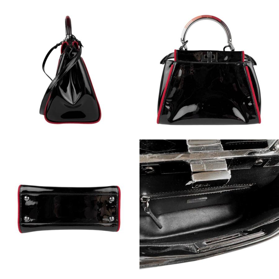 FENDI フェンディ ハンドバッグ ショルダーバッグ ミニ ピーカブー アイコニック エナメル ブラック×レッド系 : ブランドバリュー - 通販 - Yahoo!ショッピング