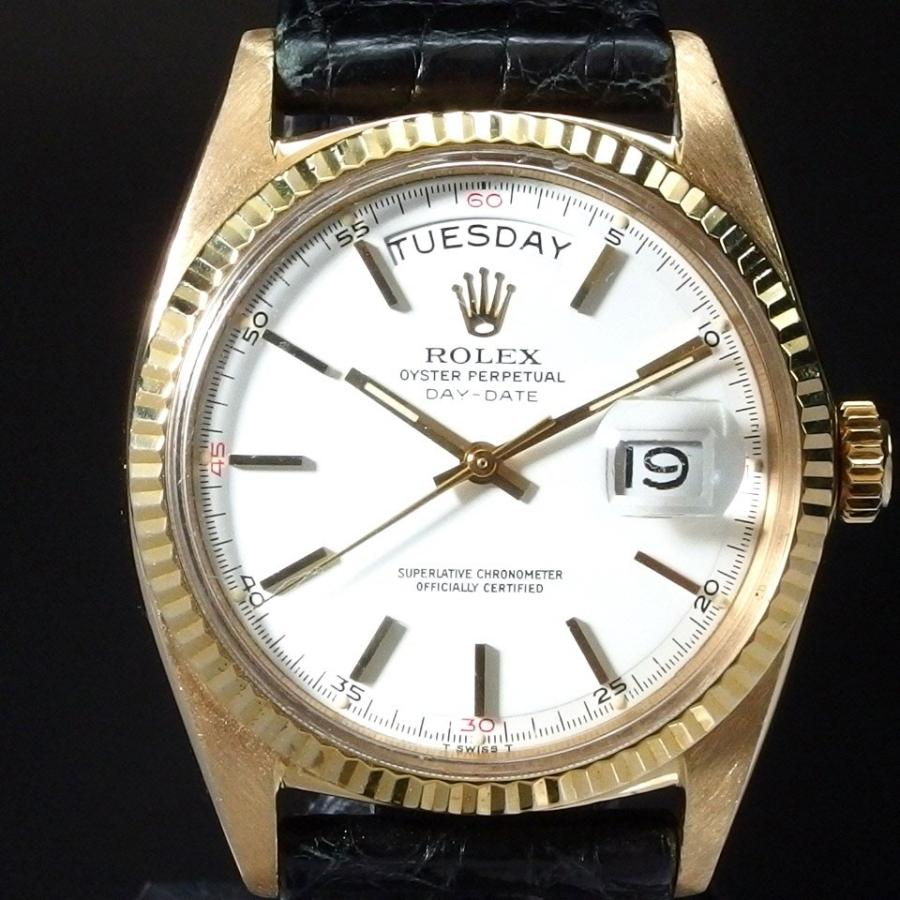 ROLEX ロレックス オイスターパーペチュアル デイデイト Ref.1803 K18YG ATメンズ 腕時計 【超希少 ホワイトダイヤル 赤 ...