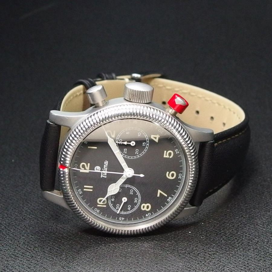 TUTIMA チュチマ フリーガークロノ Ref.1941 手巻 クロノグラフ SS 革 黒 文字盤 メンズ 腕時計 純正バックル 希少品 ...