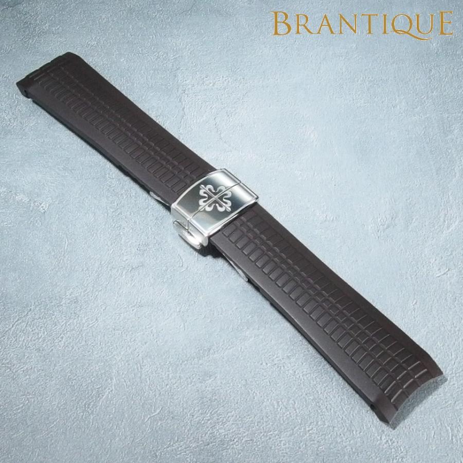 未使用品 PATEK PHILIPPE パテックフィリップ アクアノート ラバー C74 純正ベルト バックルパーツ ブラウン 両開きバックル ...