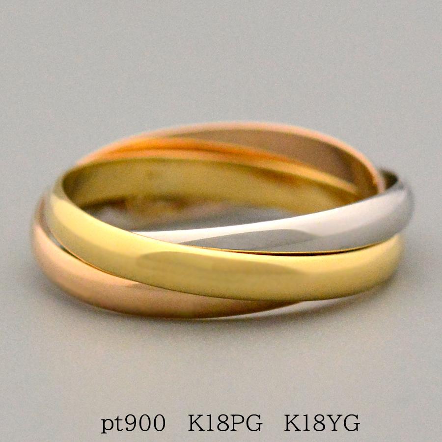 WIDEトリニティーリング3カラー pt900プラチナK18PGピンクゴールドK18YGイエローゴールドLサイズ : qp27-pt900k18 : CASHO - 通販 - Yahoo!ショッピング