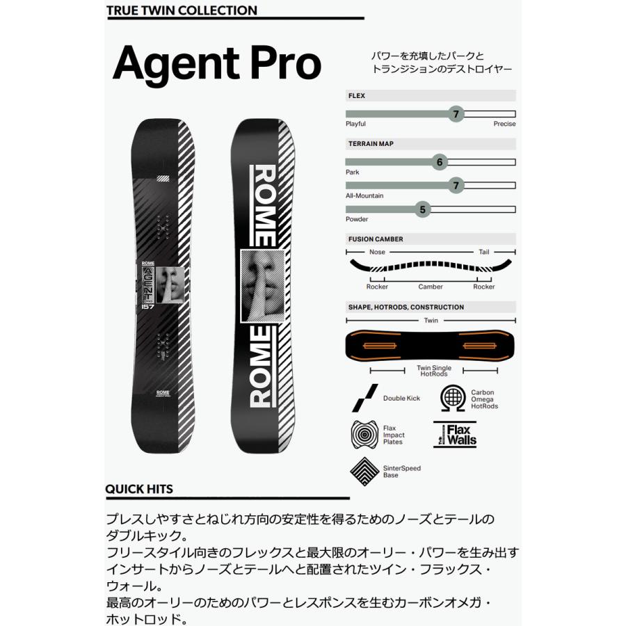 ROME SDS 24-25 / ローム AGENT PRO エージェントプロ メンズ スノーボード パーク カービング 板 2025 ...
