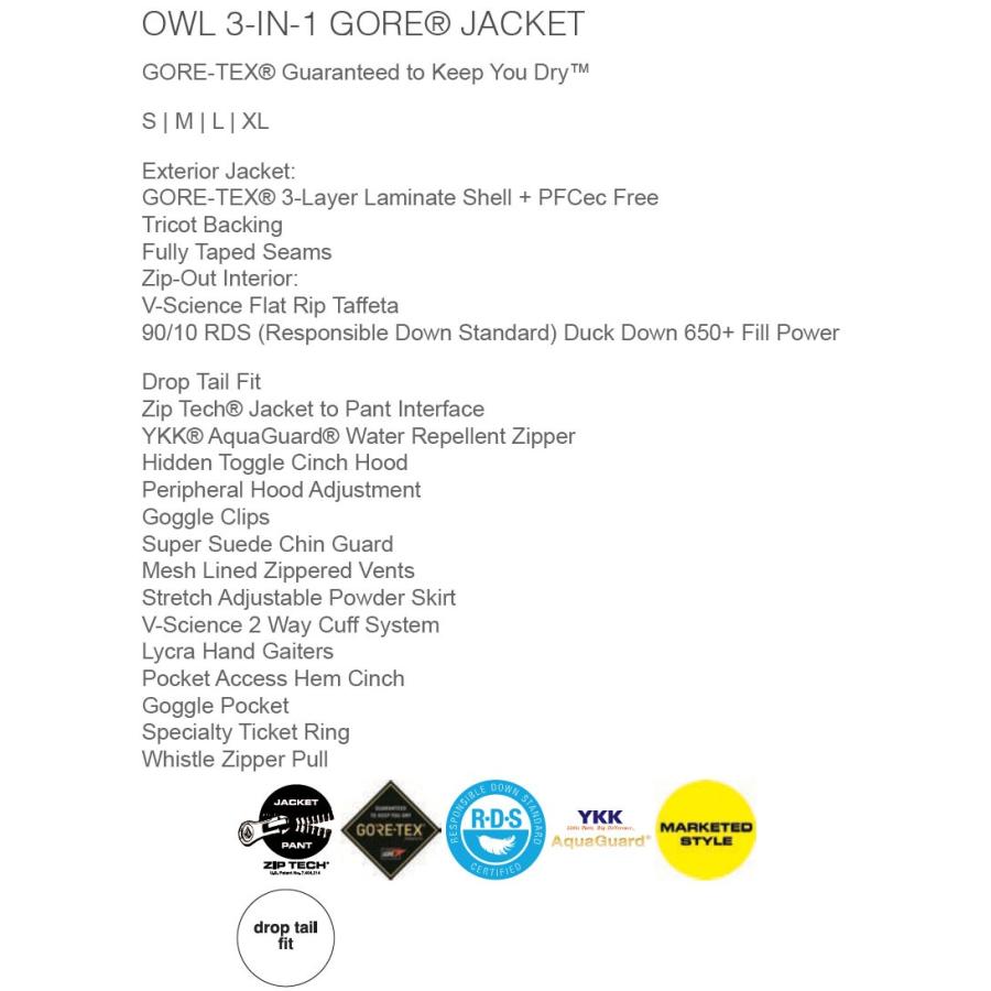 モデルより 19-20 VOLCOM/ボルコム OWL 3-IN-1 GORE-TEX jacket メンズ スノーウェア ゴアテックス ...