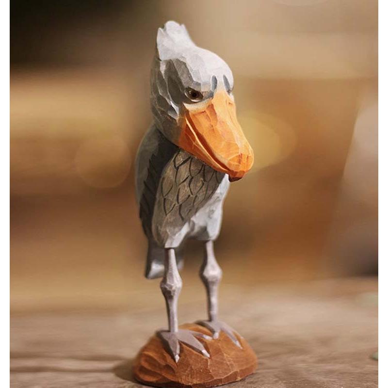 ハシビロコウ 木彫り 置き物 インテリア 装飾 鳥 可愛い リラックス 癒し 生き物 動物 自然 オシャレ お洒落 飾り オブジェ 手作り ...