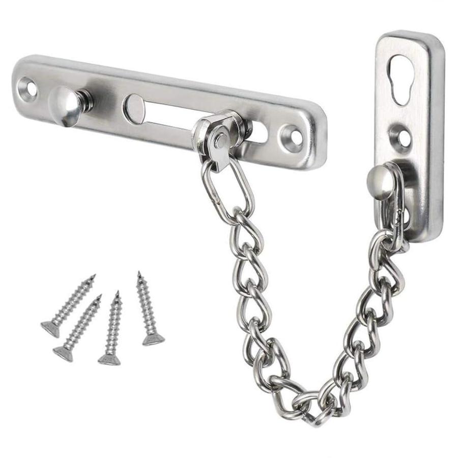MINBOOT ドアチェーン ロック ステンレス 玄関 室内 部屋 扉 後付け セキュリティロック ガード 防犯グッズ 設置簡単 左右縦横使用可 ネジ : BREEZE - 通販 ...