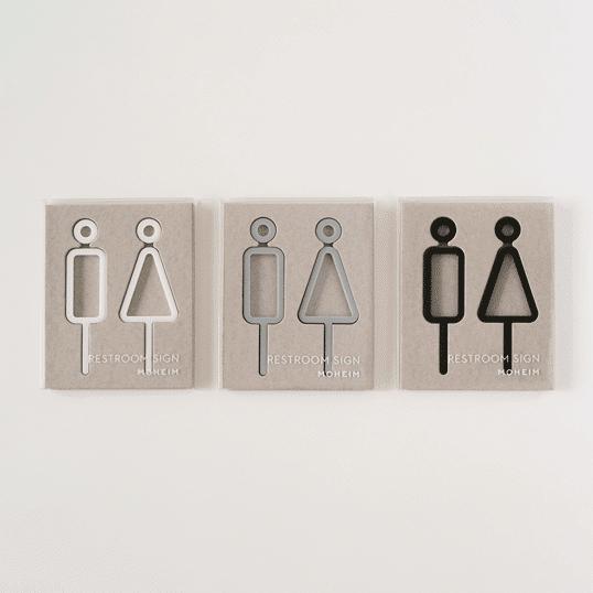 MOHEIM（モヘイム） MOHEIM RESTROOM SIGN (2pcs / gray)さまざまな場所にフィットするシンプルでクリーンな ...