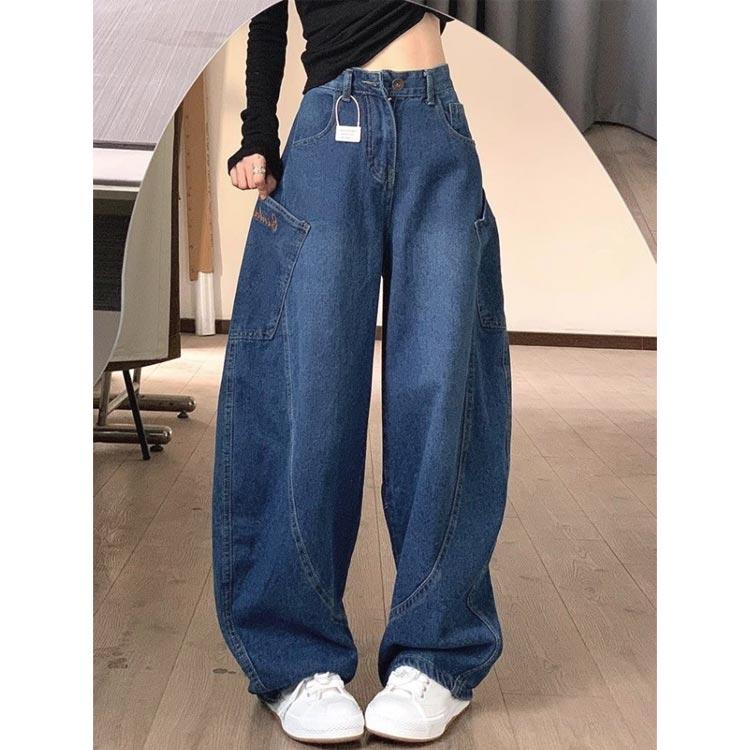 ジーンズ デニムパンツ ビッグポケット カーブパンツ ロングパンツ カーゴパンツ ズボン レディース 体型カバー ボトムス 大人カジュア ...