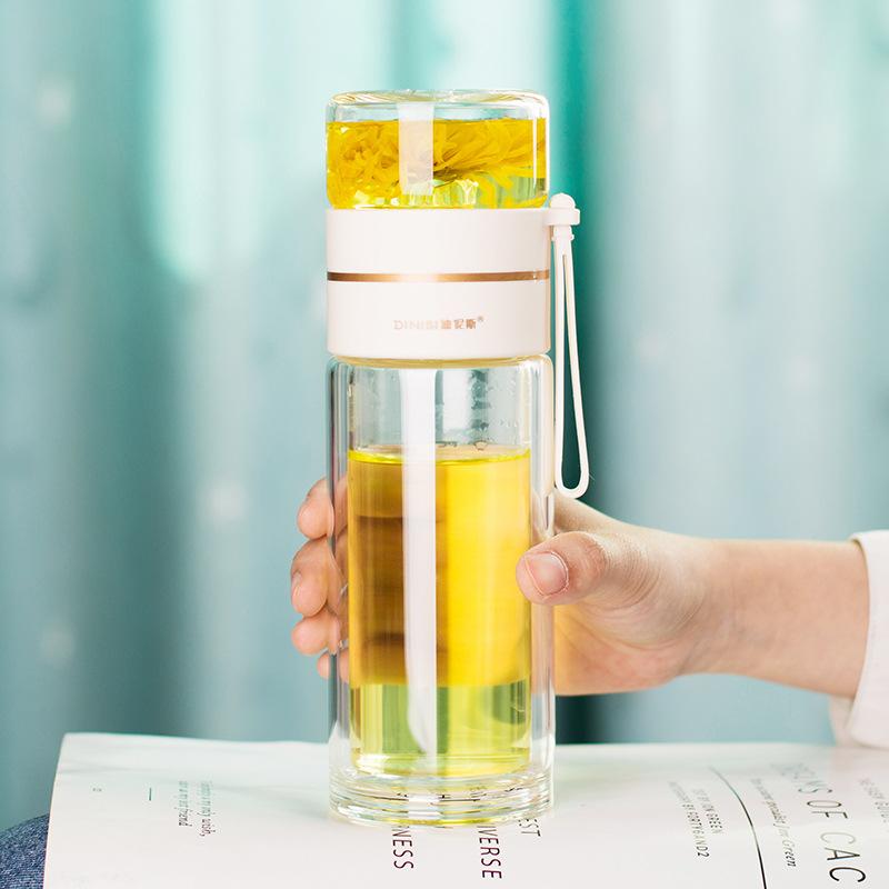 分離式 ティーボトル 水筒 二重構造 耐熱ガラス 茶こし付き 400ml/350ml 持ち運び 直飲み ティータンブラー 透明 二重ガラス マグボトル : ブリッジブリッジ - 通販 ...