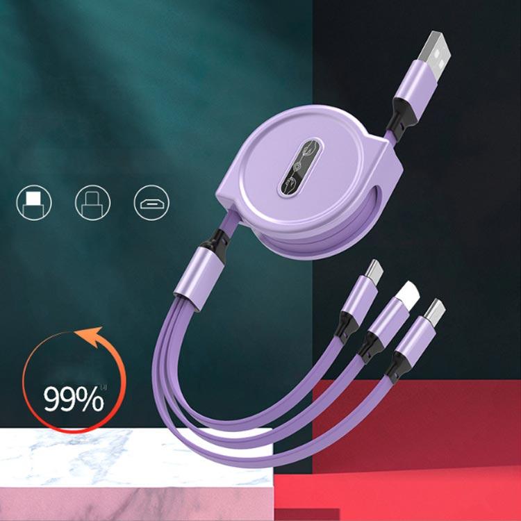 3in1 充電ケーブル USB両面挿入 iPhone Android Type-C Lightning microUSB 巻き取り ケーブル : ブリッジブリッジ - 通販 - Yahoo ...