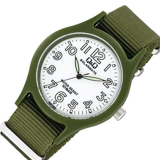 Q&Q CITIZEN シチズン キューアンドキュー SOLARMATE メンズ ソーラー腕時計 ホワイト文字盤 グリーンナイロンベルト(国内正規品)H062-004 : BRIGHTヤフー店 ...