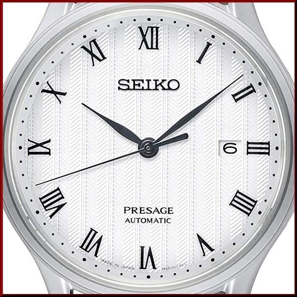 SEIKO Presage セイコー プレサージュ 自動巻 メンズ腕時計 シルバー文字盤 ブラックレザーベルト Made in Japan ...