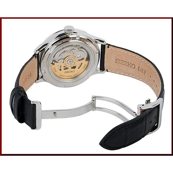 SEIKO Presage セイコー プレサージュ 自動巻 メンズ腕時計 シルバー文字盤 ブラックレザーベルト Made in Japan ...