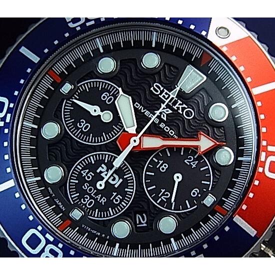 PROSPEX SEIKO diver's watch セイコー プロスペックス ダイバーズ クロノ メンズ ソーラー腕時計 ネイビー/レッド ...