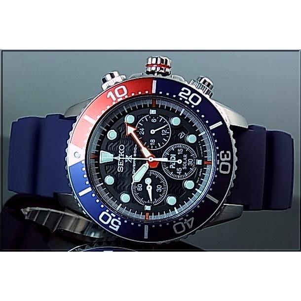 PROSPEX SEIKO diver's watch セイコー プロスペックス ダイバーズ クロノ メンズ ソーラー腕時計 ネイビー/レッド ...