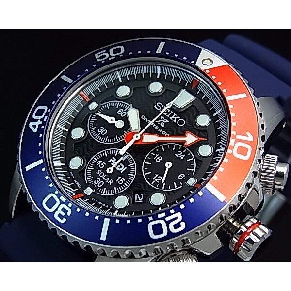 PROSPEX SEIKO diver's watch セイコー プロスペックス ダイバーズ クロノ メンズ ソーラー腕時計 ネイビー/レッド ...