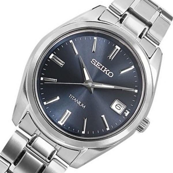 SEIKO Quartz セイコー クォーツ 軽量チタンモデル メンズ腕時計 メタルベルト ダークネイビー文字盤 SUR373P1 海外モデル ...