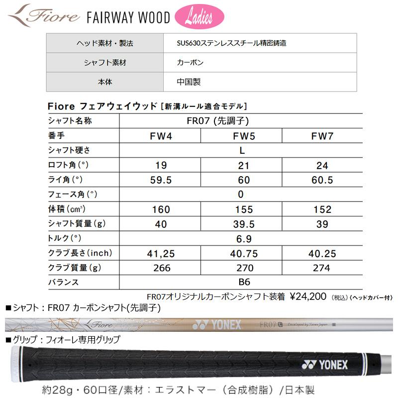 ヨネックス(YONEX) 2023 フィオーレ(Fiore) レディース フェアウェイウッド 斜め溝 右用 FR07 カーボンシャフト ...