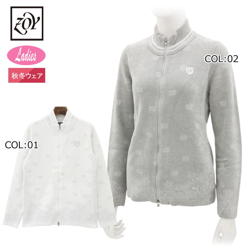 ZOY（ゾーイ） ZOY 071644716 レディース ニットブルゾン バンダナ柄 ストレッチ ゴルフウェア スポーツウェア 秋冬 ...