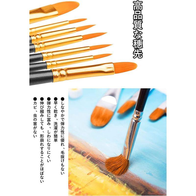 LIKENNY 画材筆 ペイントブラシ 10本セット 油絵筆 水彩筆 絵筆 アクリル絵の具 平型筆 丸筆 ナイロンの毛 画筆 短毛筆 大人& : brilliant mooon - 通販 ...