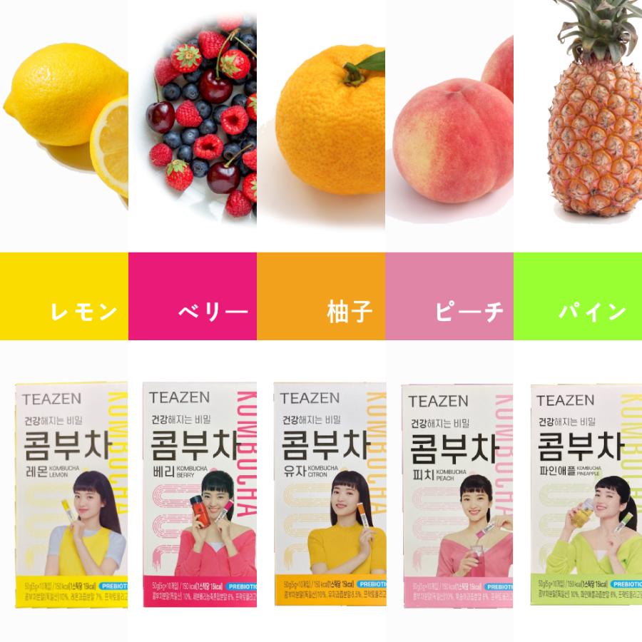 コンブチャ スティック TEAZEN 1包 5g × 10包セット フルーツ味 韓国 コンブ茶 昆布茶 発酵飲料 韓国食品 安心の国内発送 :kom-002:Brilliant World ...
