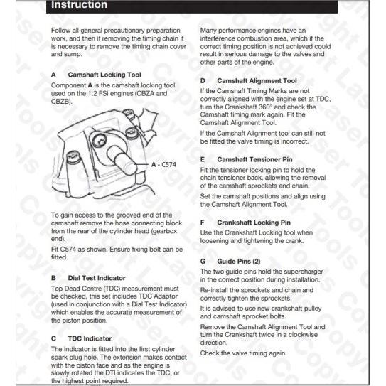 LASER-5742 エンジンタイミングツールキット VAG TFSI / FSI フォルクスワーゲン : British car tools ...
