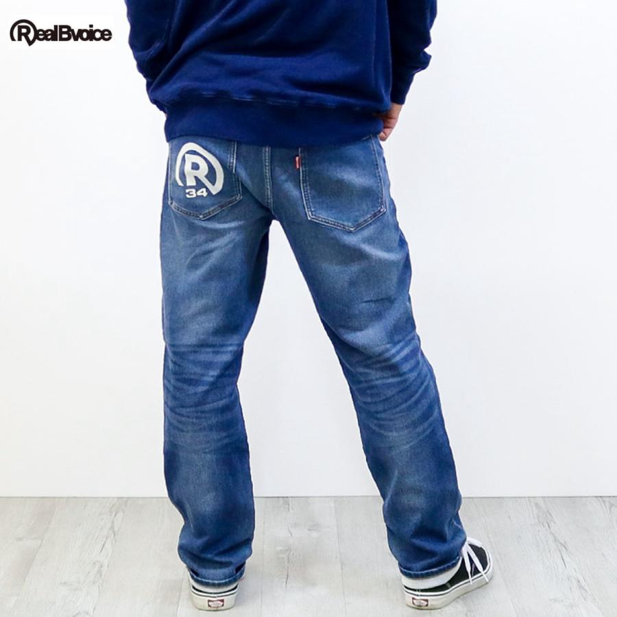 RealBvoice リアルビーボイス REAL B VOICE・R34 マーク ロング パンツ 10401-11776 ストレッチ デニム風 ...