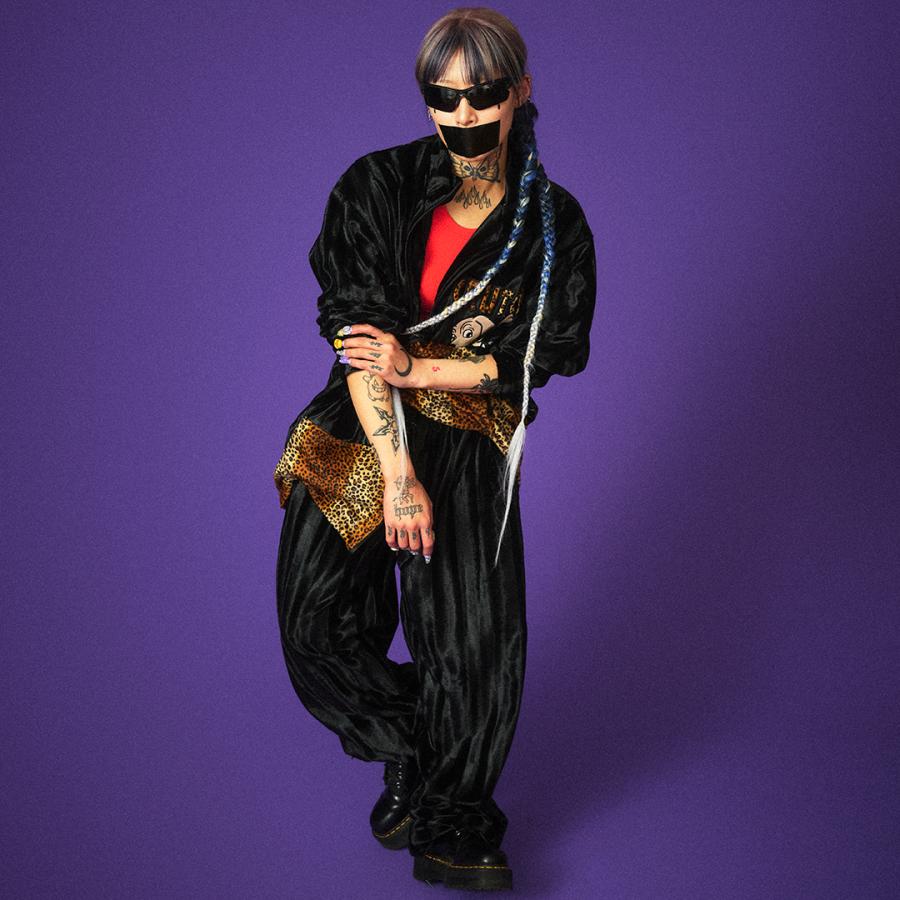 GALFY ガルフィー ベロア セットアップ 133026 豹柄生地切替 いにしえチンピラセットアップ ストリート B系 犬 部屋着 ブラック オーバーサイズ : ブロスクロージング - 通販 ...