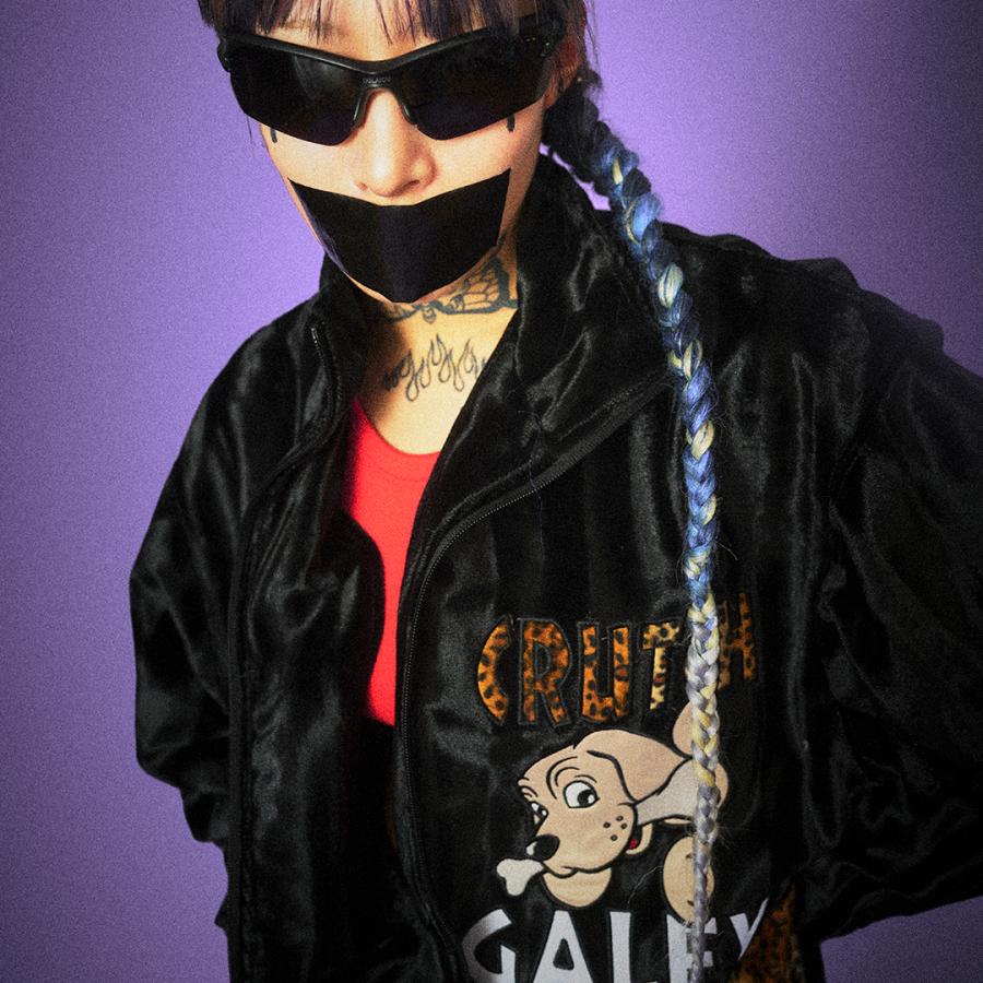 GALFY ガルフィー ベロア セットアップ 133026 豹柄生地切替 いにしえチンピラセットアップ ストリート B系 犬 部屋着 ブラック オーバーサイズ : ブロスクロージング - 通販 ...