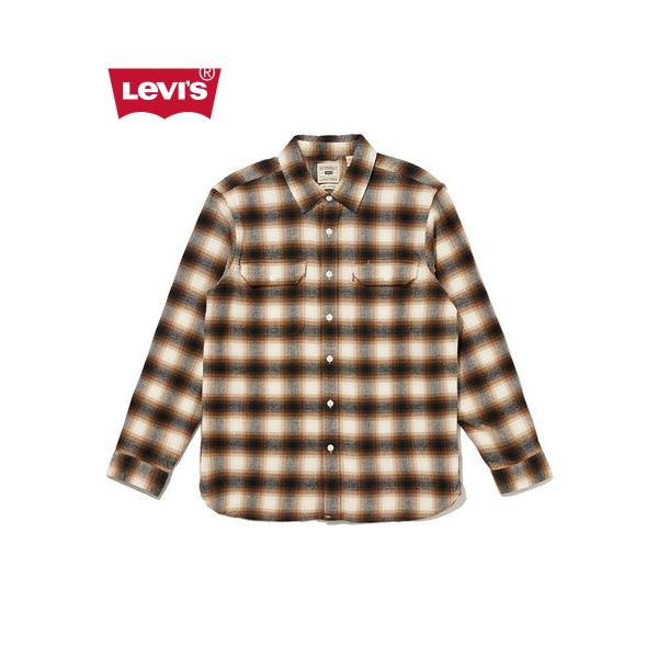 Levi's リーバイス 長袖ワークシャツ チェック JACKSON ワーカーシャツ ブラウン SUNNY CREAM メンズ ...