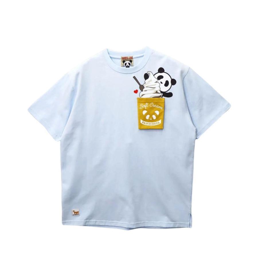 PANDIESTA（パンディエスタ） 半袖Tシャツ 523361 パンダ ソフトクリーム トリック ポケットTシャツ サックス : ブロス ...