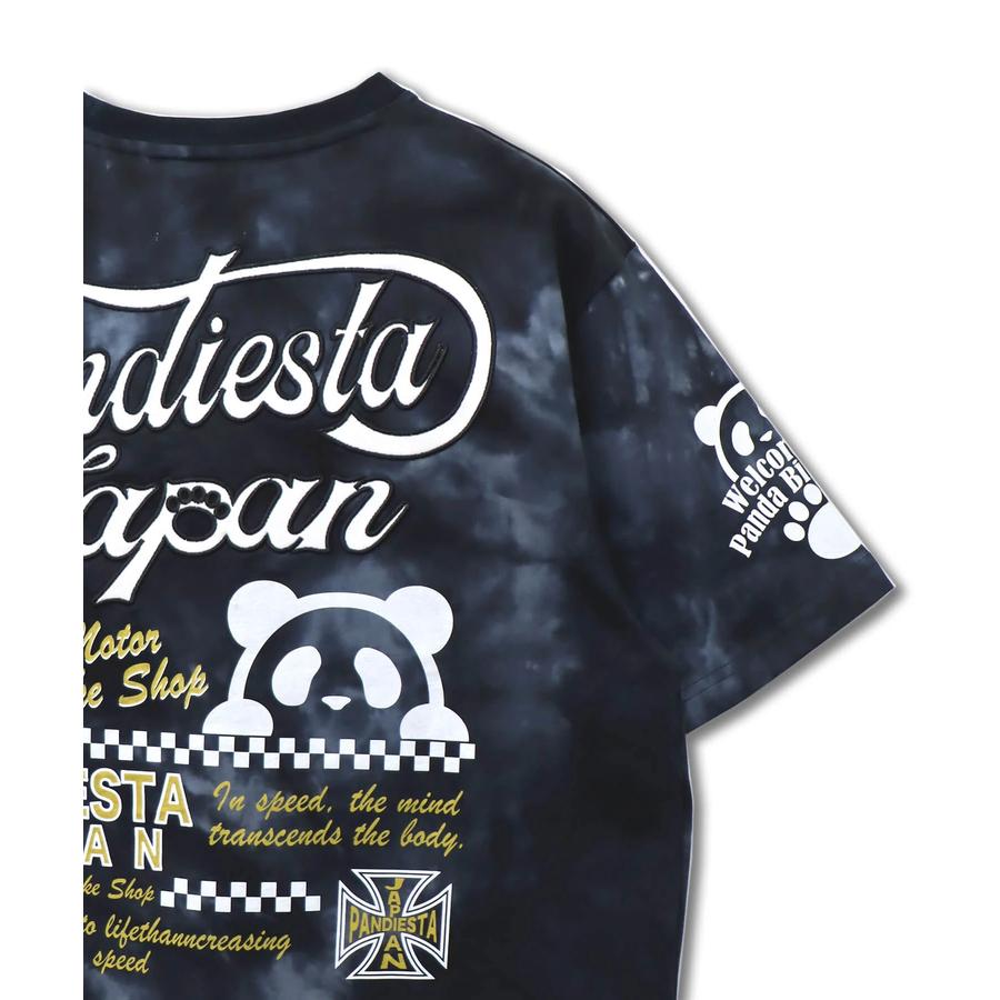 PANDIESTA（パンディエスタ） 半袖Tシャツ 523602 刺繍＆プリント PDJ-MC MOTOR 半袖 Tシャツ タイダイブラック ...
