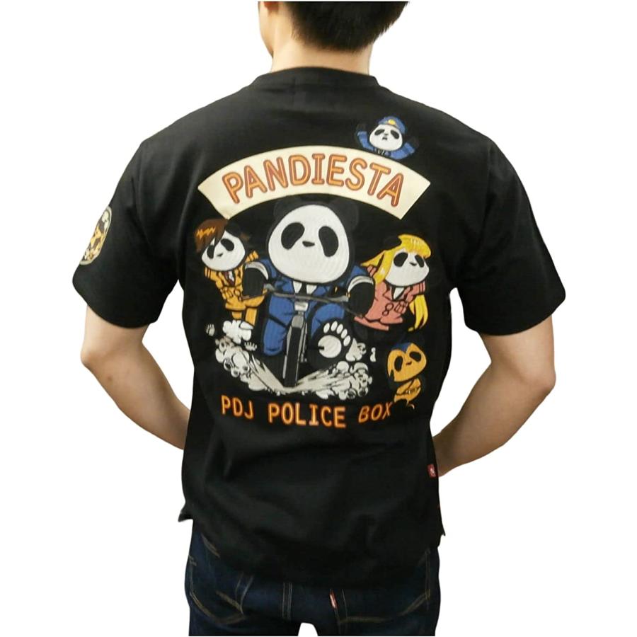 PANDIESTA（パンディエスタ） 半袖Tシャツ 523858 刺繍＆プリント パンダ 警察官 ポリスマン 半袖Tシャツ ブラック ...