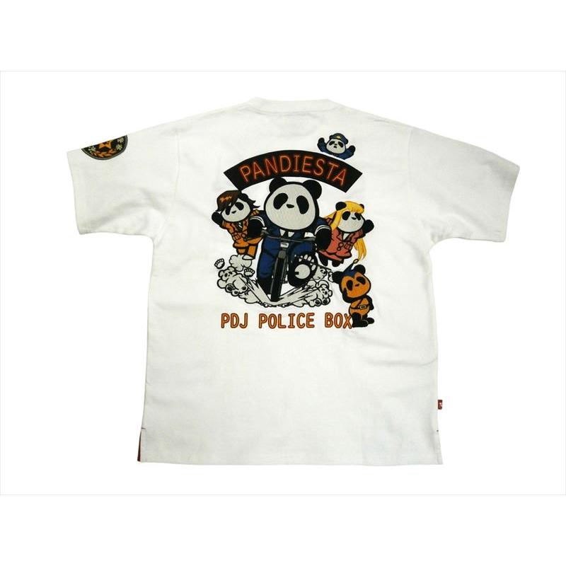 PANDIESTA（パンディエスタ） 半袖Tシャツ 523858 刺繍＆プリント パンダ 警察官 ポリスマン 半袖Tシャツ ホワイト ...
