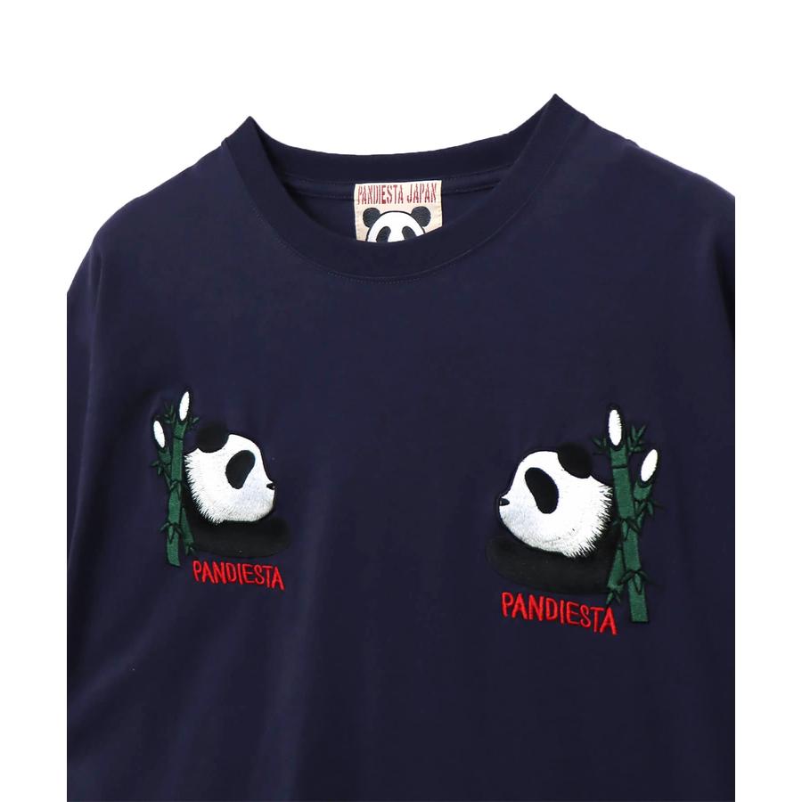 PANDIESTA パンディエスタ 半袖Tシャツ 585561 刺繍＆プリント お花見 ぱんだ スーベニア Tシャツ ネイビー : ブロス ...