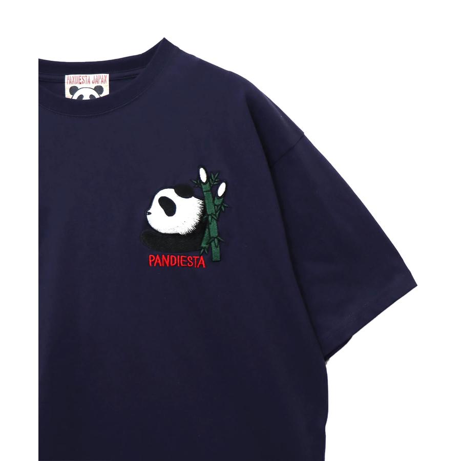 PANDIESTA パンディエスタ 半袖Tシャツ 585561 刺繍＆プリント お花見 ぱんだ スーベニア Tシャツ ネイビー : ブロス ...