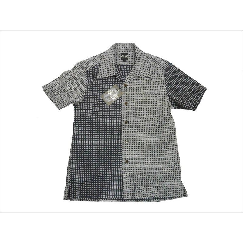 衣櫻 衣櫻・ころもざくら/半袖シャツ SA1197 「飛白切替」和柄 半袖コットン アロハシャツ 井絣柄 日本製 : ブロスクロージング ...