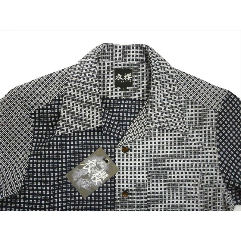 衣櫻 衣櫻・ころもざくら/半袖シャツ SA1197 「飛白切替」和柄 半袖コットン アロハシャツ 井絣柄 日本製 : ブロスクロージング ...