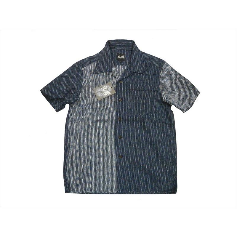 衣櫻 衣櫻・ころもざくら/半袖シャツ SA1197 「飛白切替」和柄 半袖コットン アロハシャツ 縞絣柄 日本製 : ブロスクロージング ...