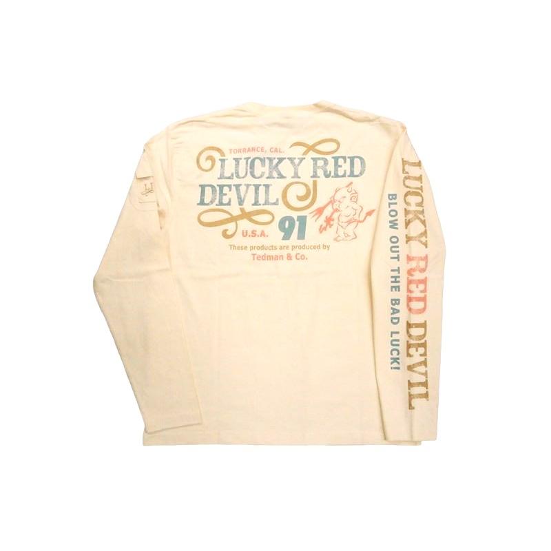 TEDMAN テッドマン TEDMAN/エフ商会 長袖Tシャツ TDLS-350 "LUCKY RED DEVIL" ミリタリー・アメカジ ロングTシャツ オフホワイト : ブロスクロージング ...